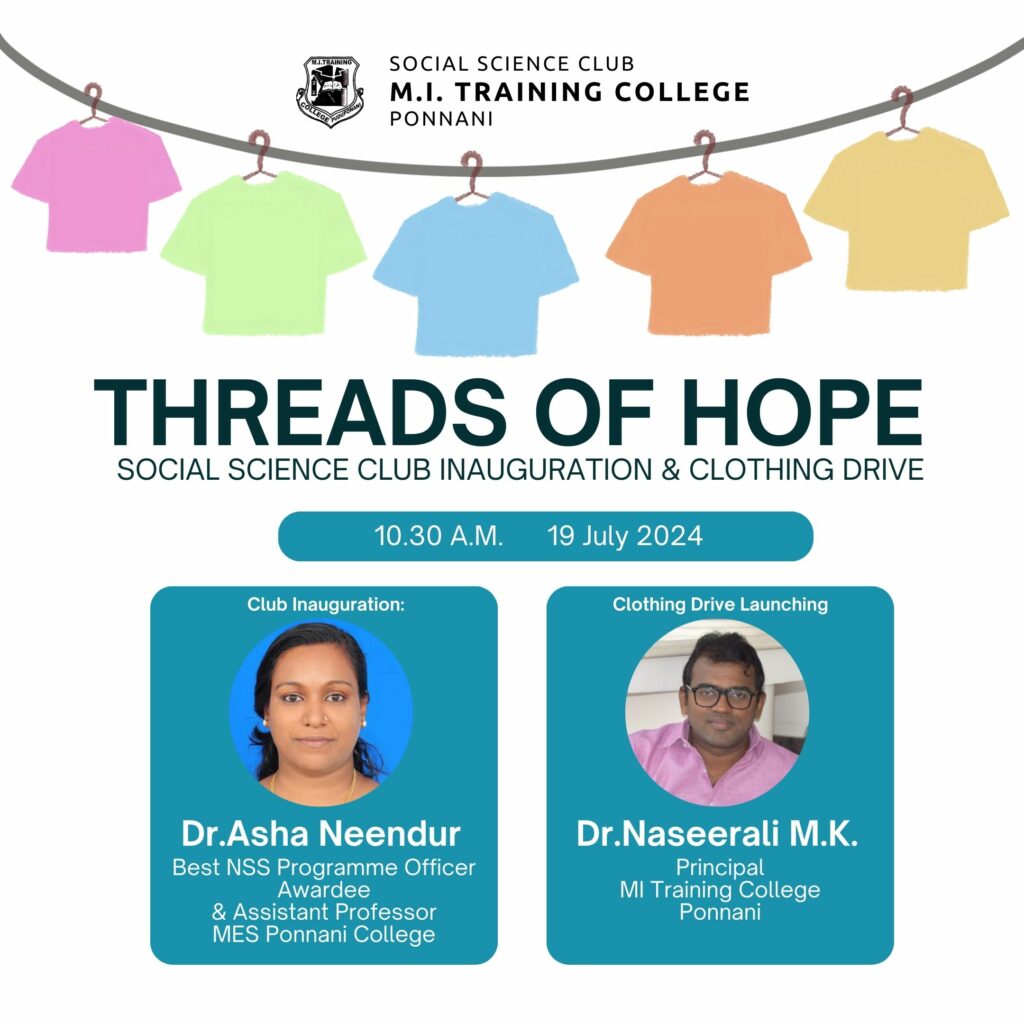 Social Science Club Inauguration & Cloth Collection Drive - MI TRAINING ...