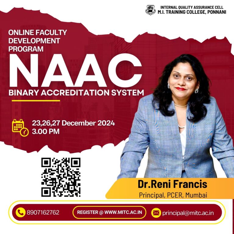 FDP on NAAC Binary System of Accreditation - MI TRAINING COLLEGE